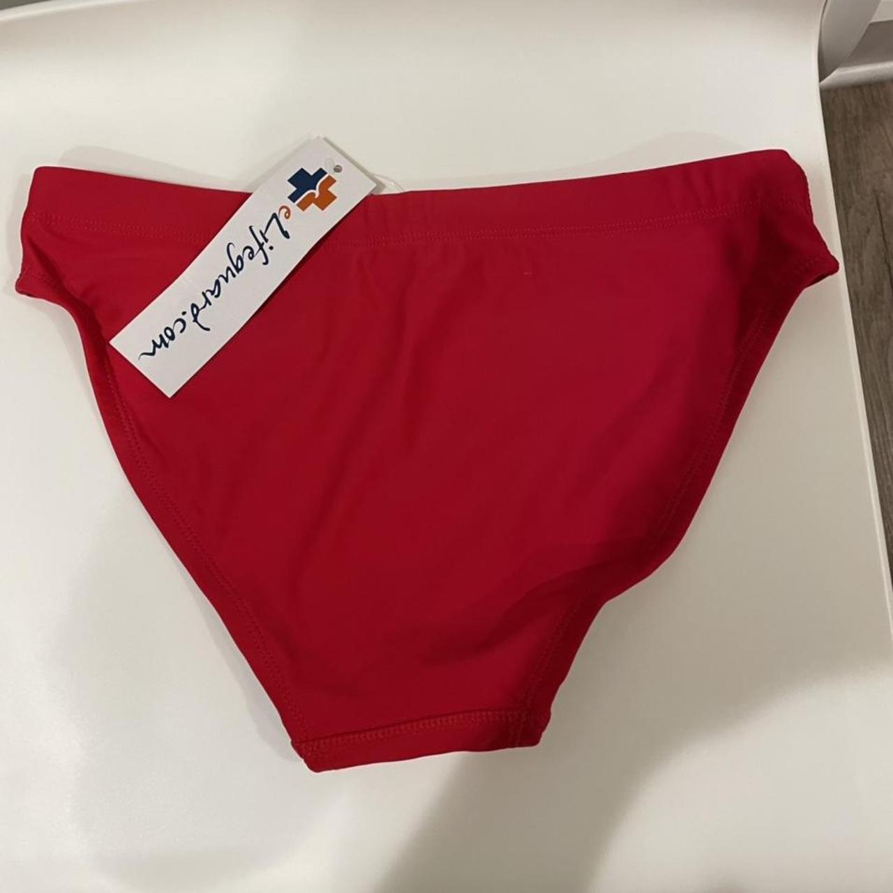 Red Lifeguard Bikini Bottoms- Size Medium - Depop