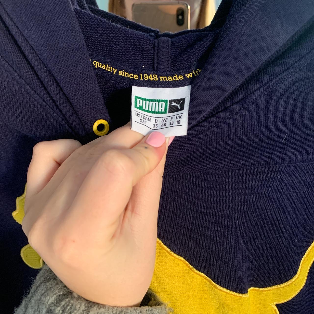 Vintage puma hoodie blue and yellow hoodie - Depop