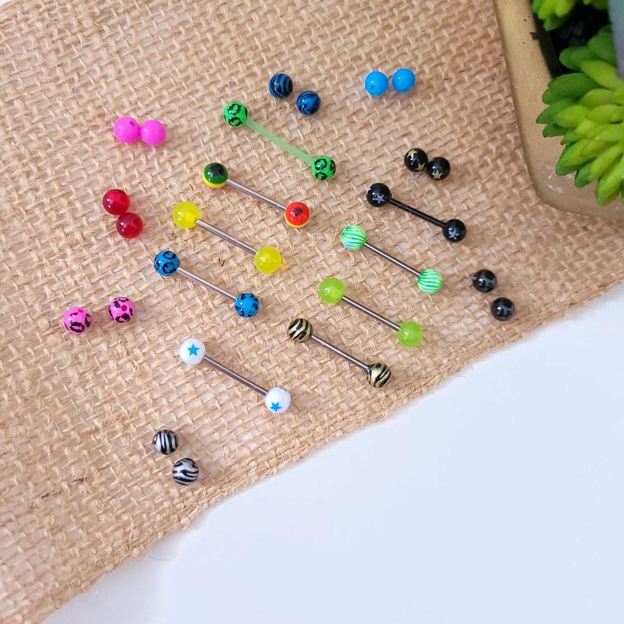Set of 9 straight barbell earrings gauges piercings... | Depop