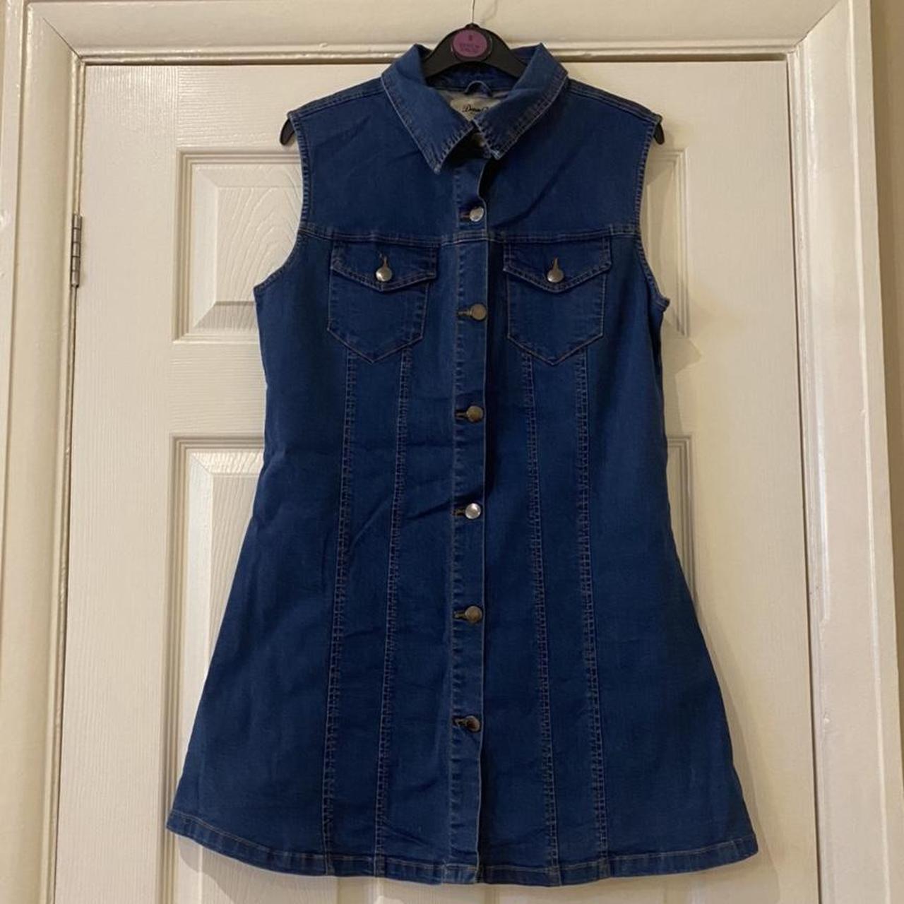 Primark atmosphere dark blue denim button through... - Depop