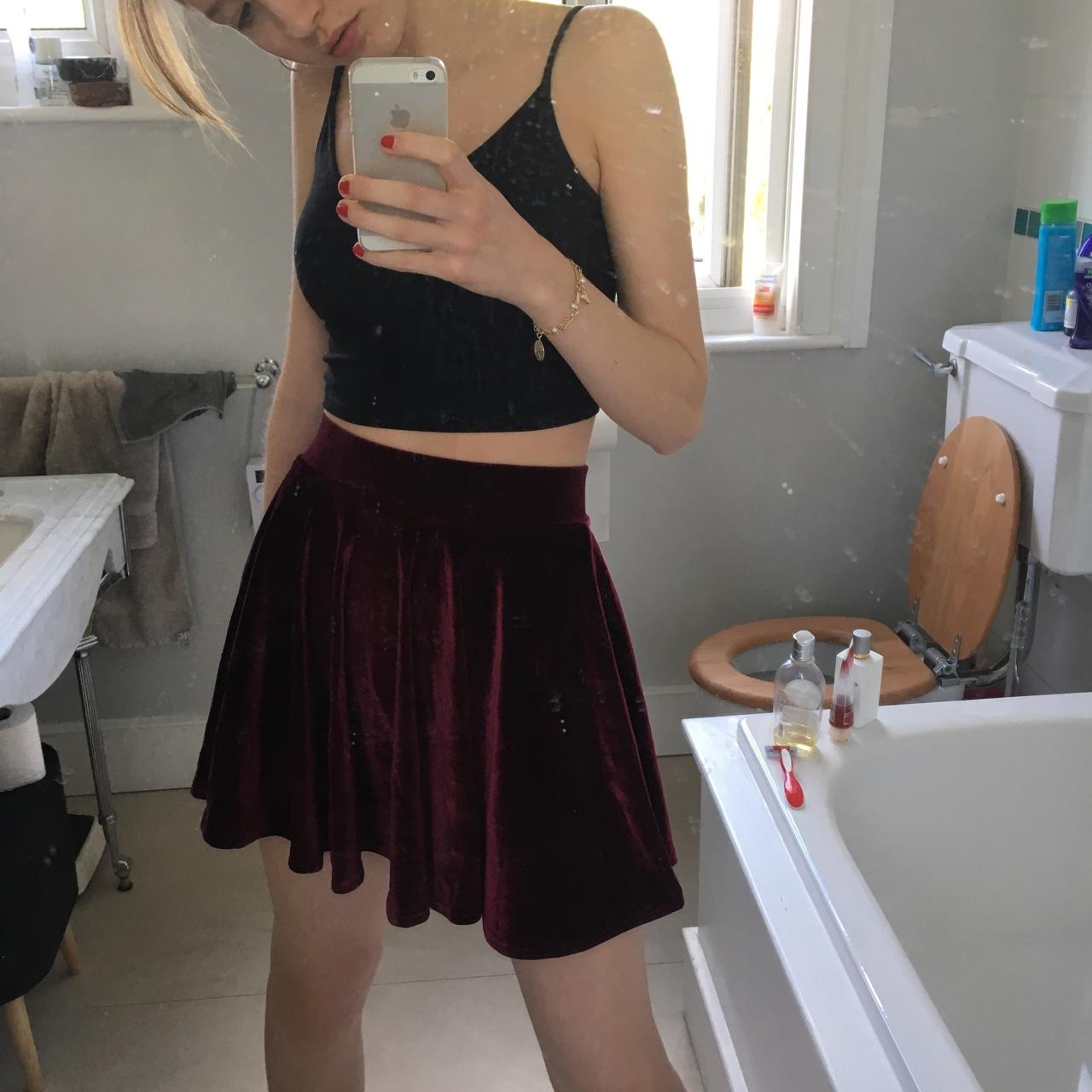 Red / maroon / burgundy velvet skirt🌟 bought from a... - Depop