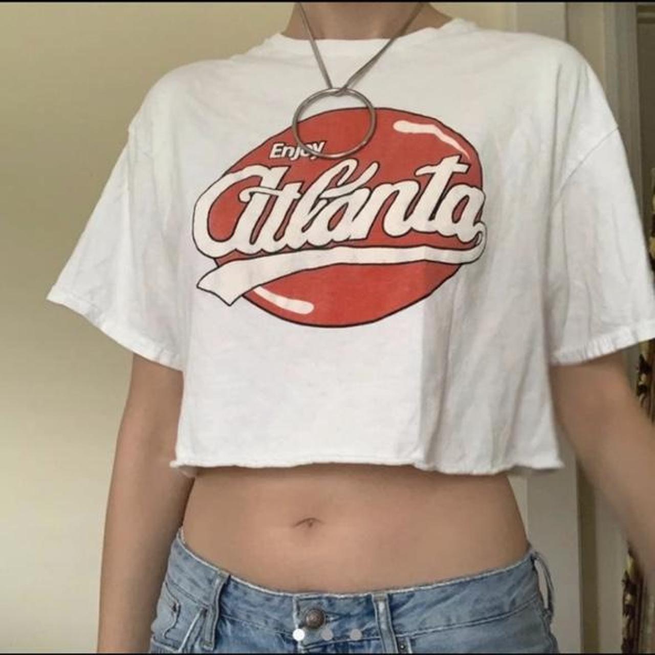 Coca-Cola Women's White and Red Crop-top | Depop