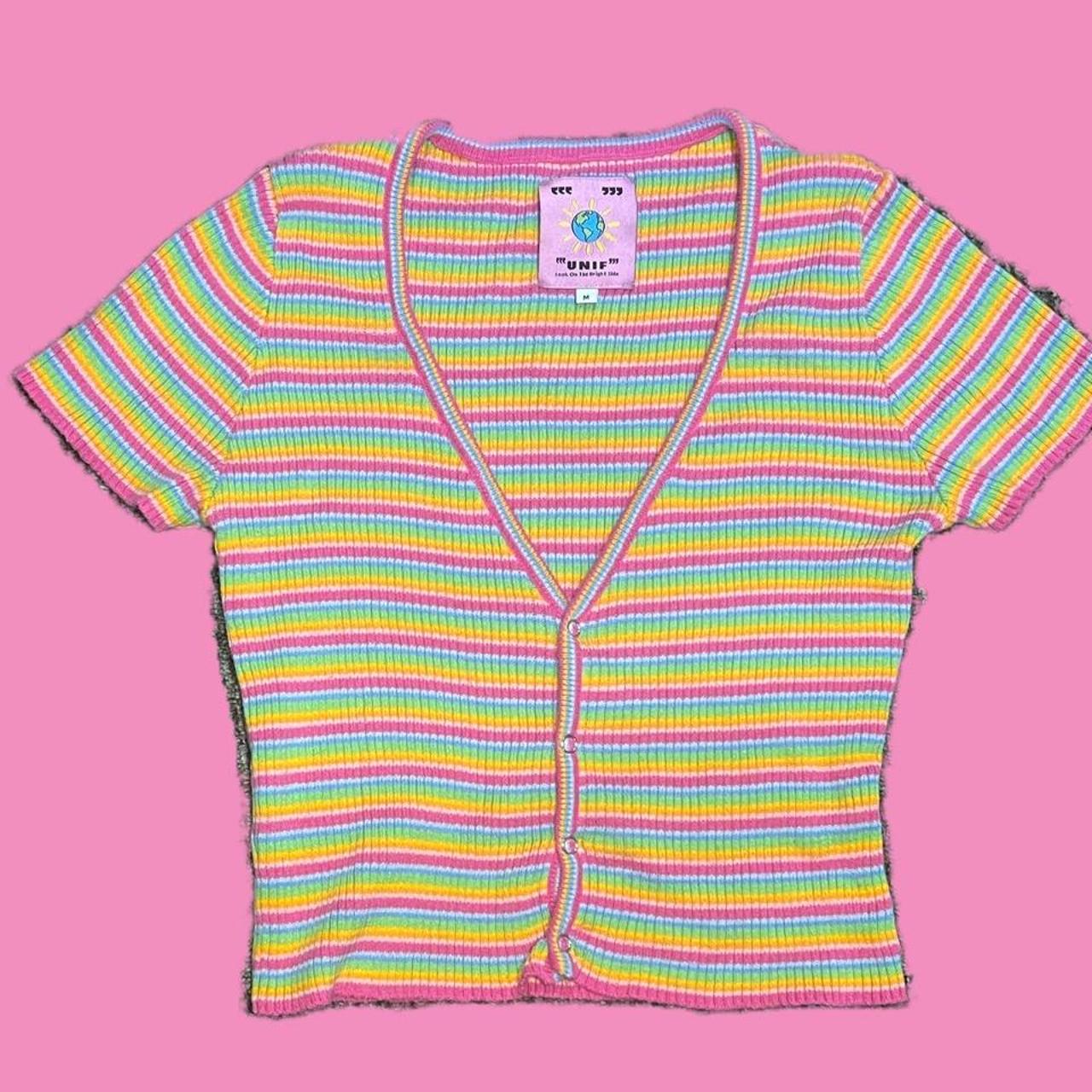 Rainbow crop top perfect with some light washed... - Depop