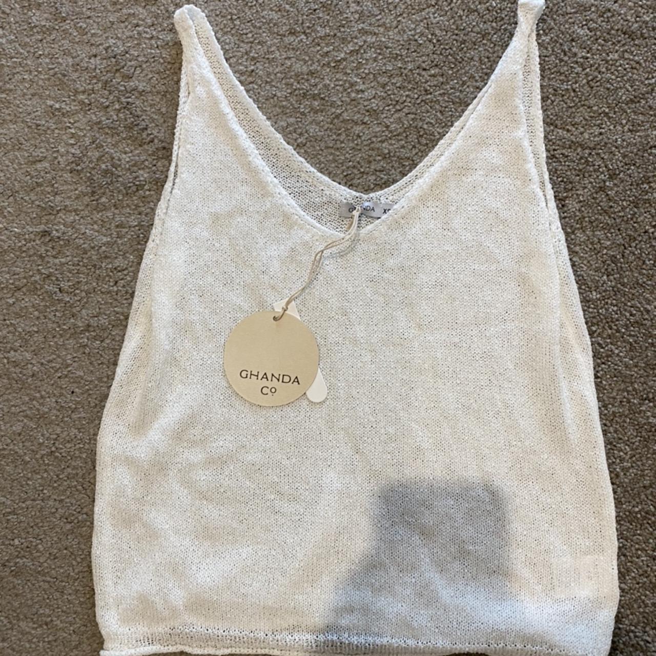 ghanda beach white singlet perfect condition... - Depop