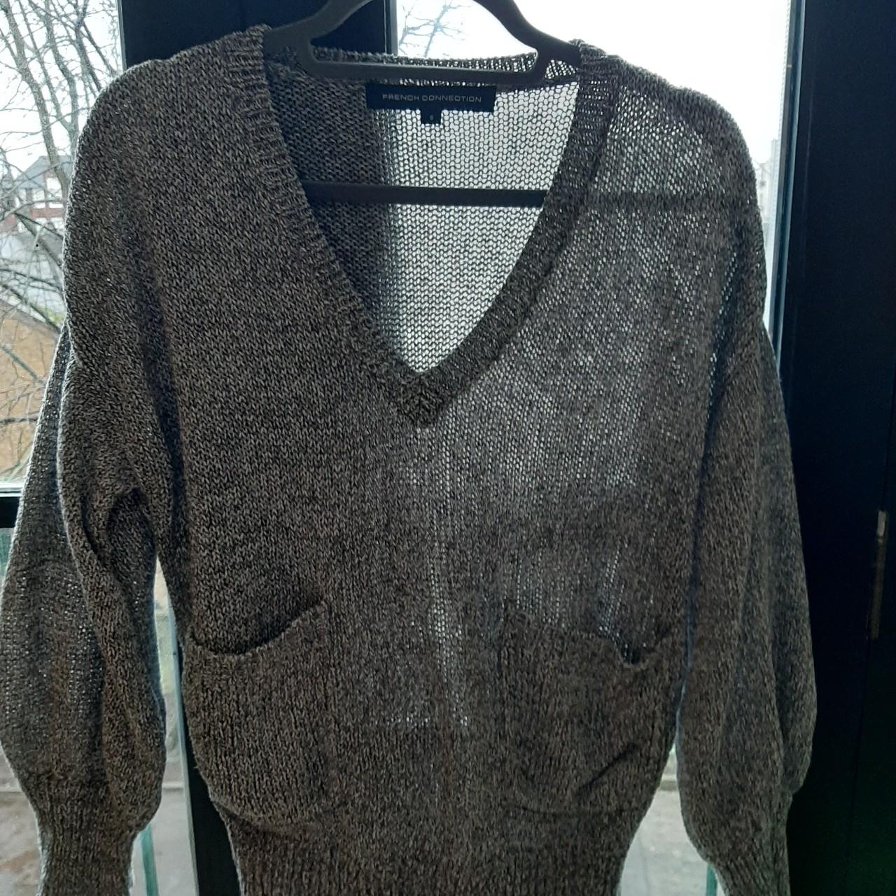 French connection grey oversized knit with front... - Depop