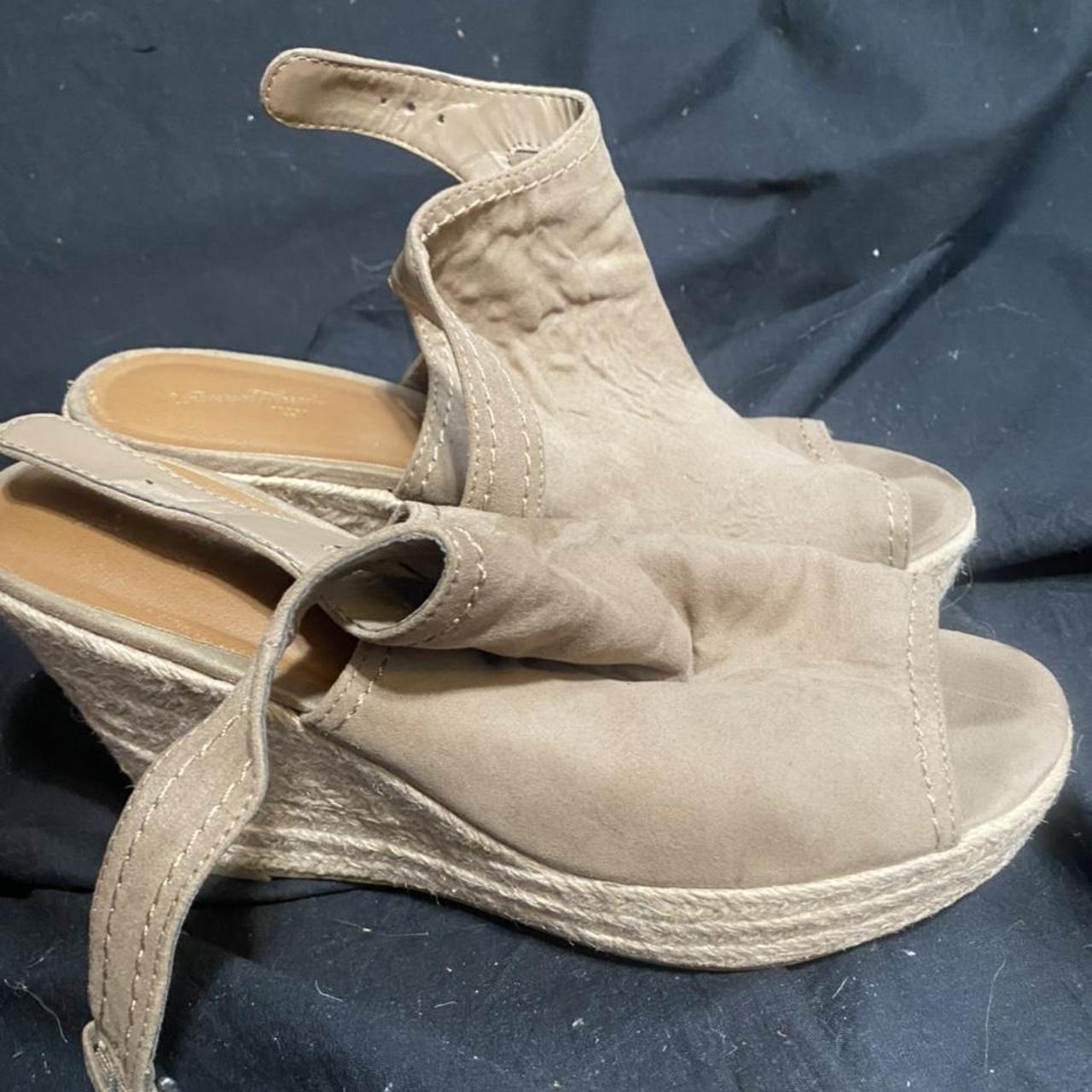 Tan Suede & Rope Open Toe Open Heel Wedges by... - Depop