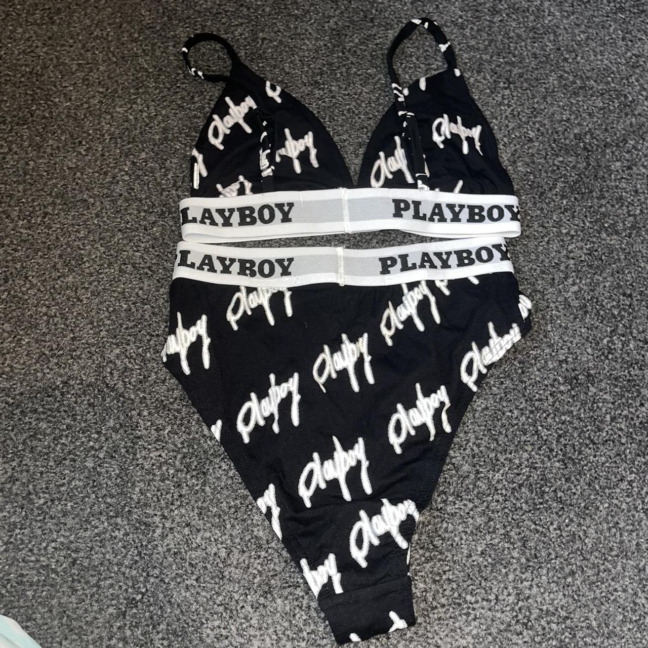 Missguided Playboy matching bra and high waisted... - Depop