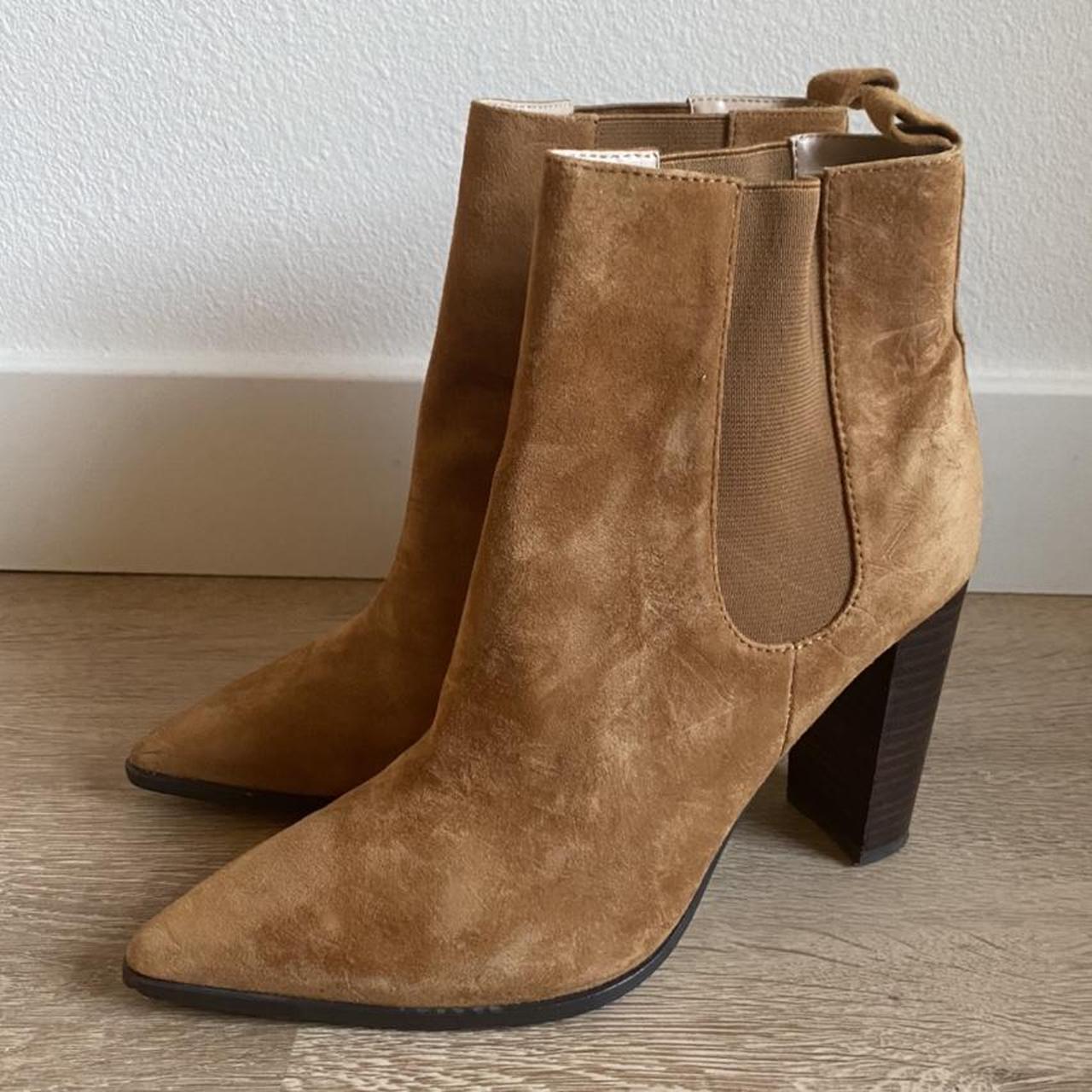 Brown suede booties. Beautiful heeled booties, I... - Depop