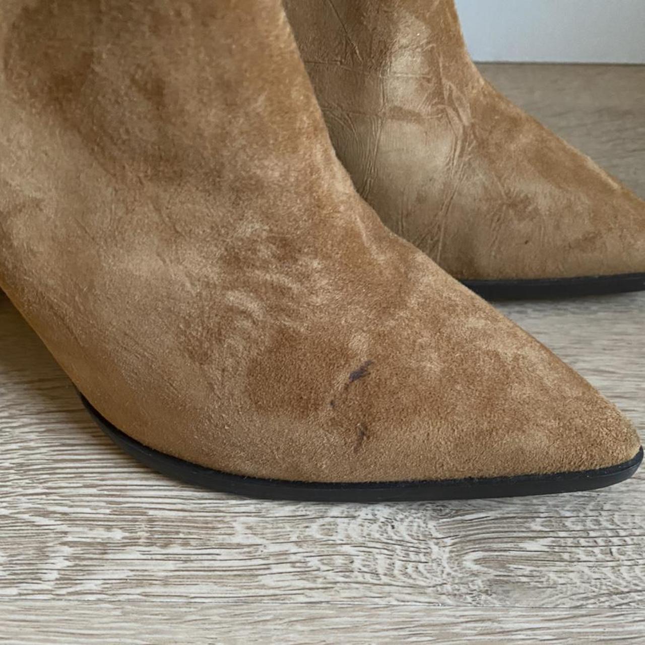 Brown suede booties. Beautiful heeled booties, I... - Depop
