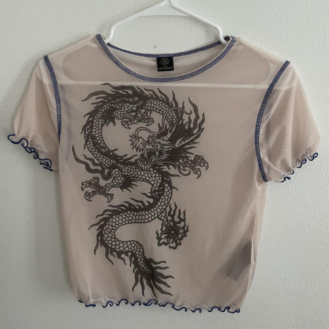 Mesh dragon crop top from urban outfitters Size... - Depop