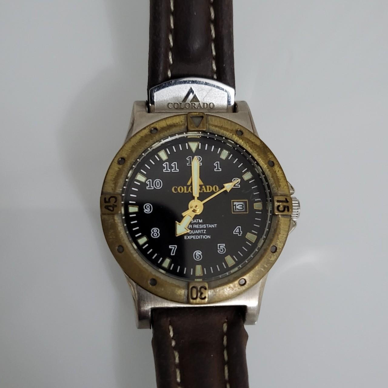 COLORADO Watch Brown leather bracelet Needs battery - Depop
