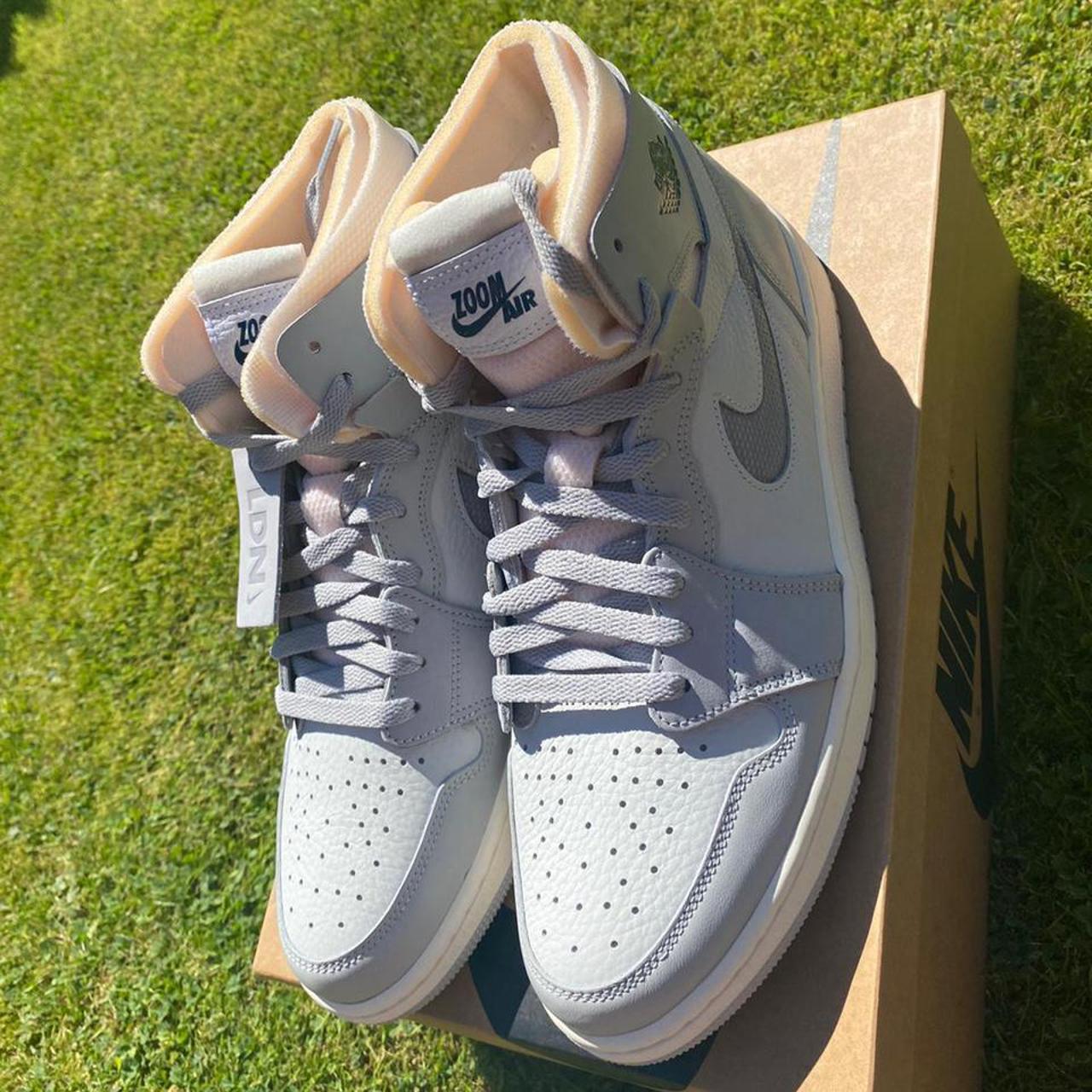 Jordan Men's Grey and White Trainers | Depop