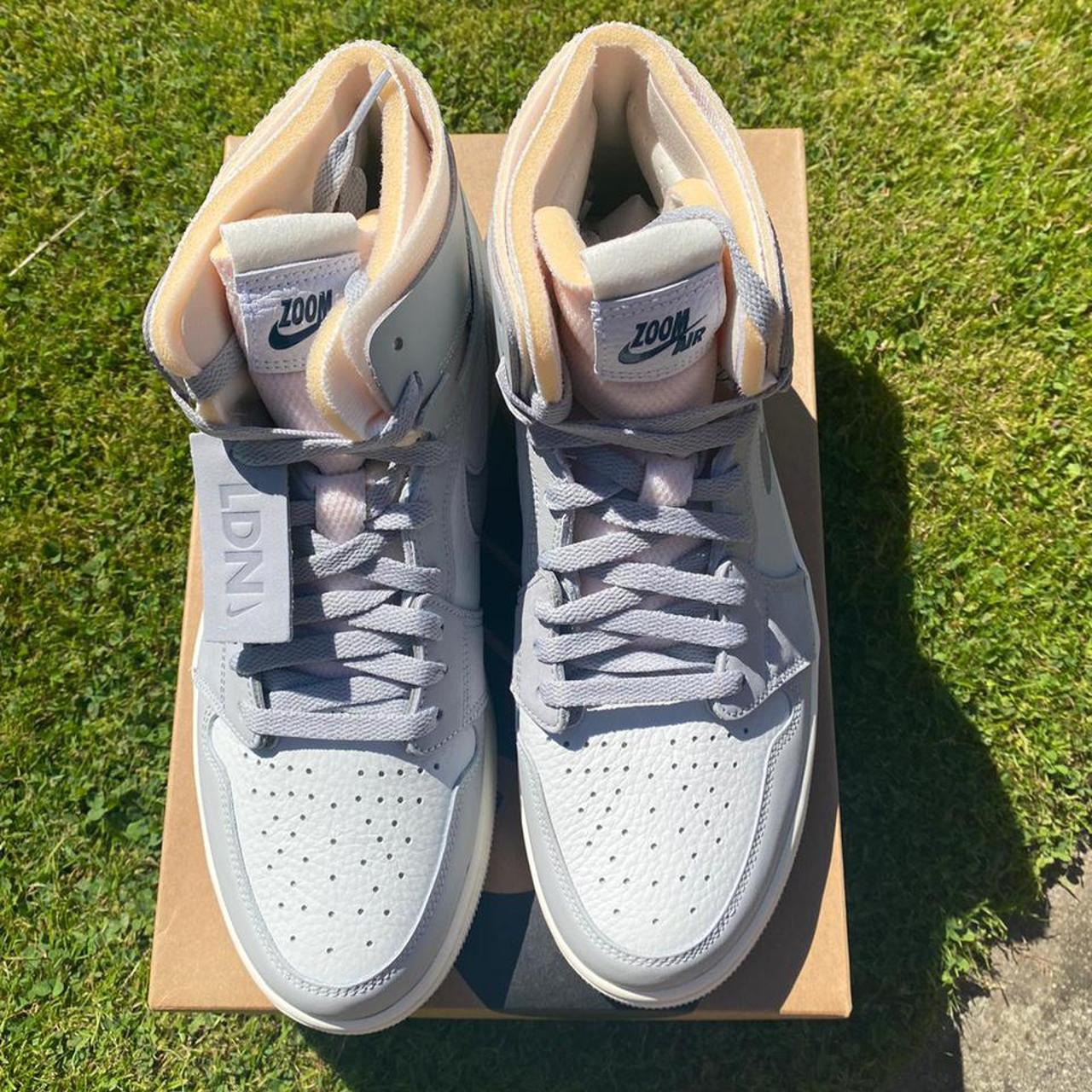 Jordan Men's Grey and White Trainers | Depop
