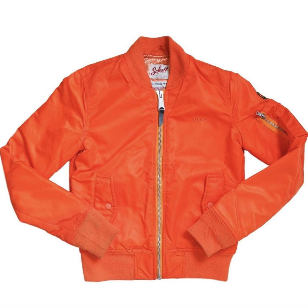 Stunning Neon Orange Schott Bomber Jacket - Size... - Depop