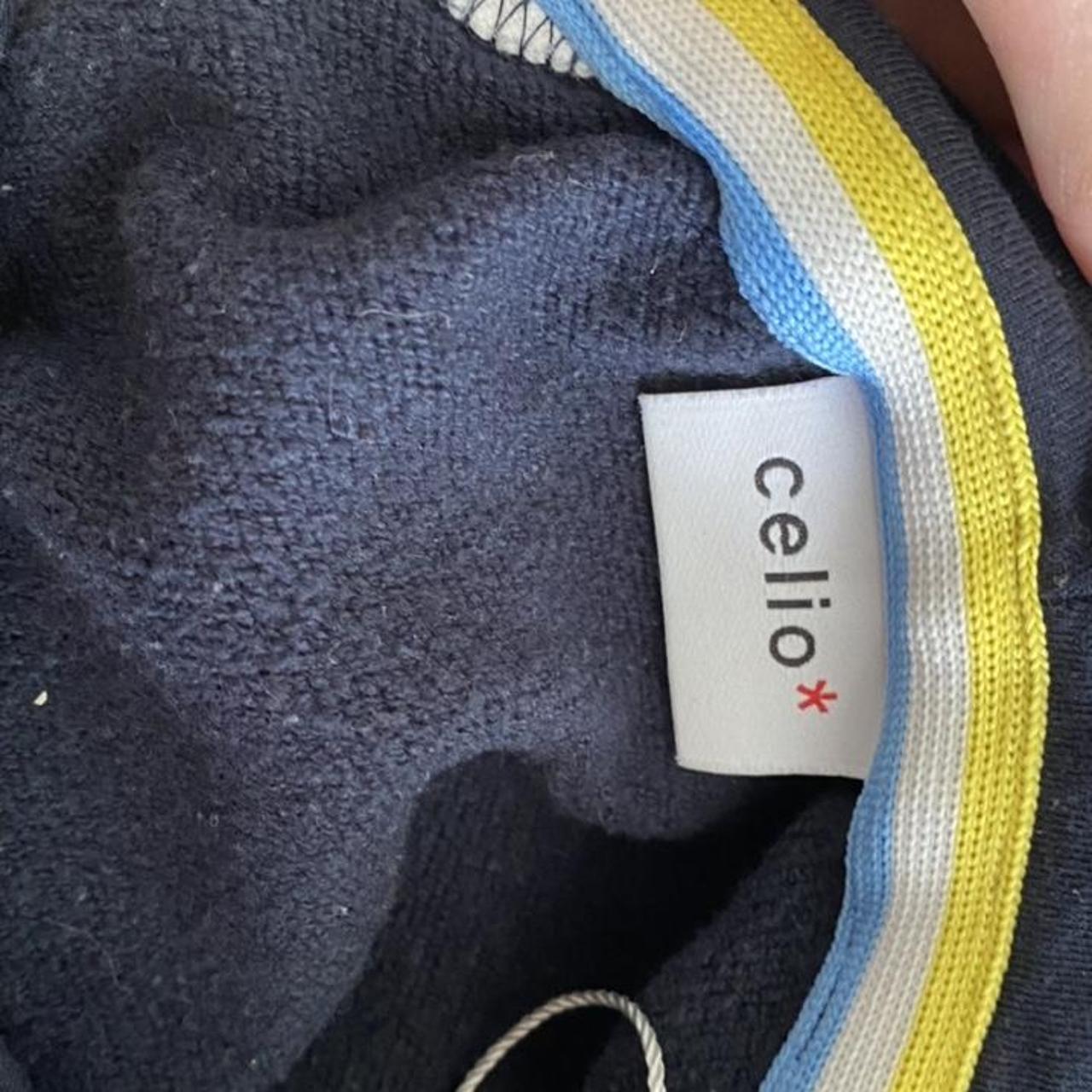 Celio Women's Navy and Yellow Hoodie | Depop