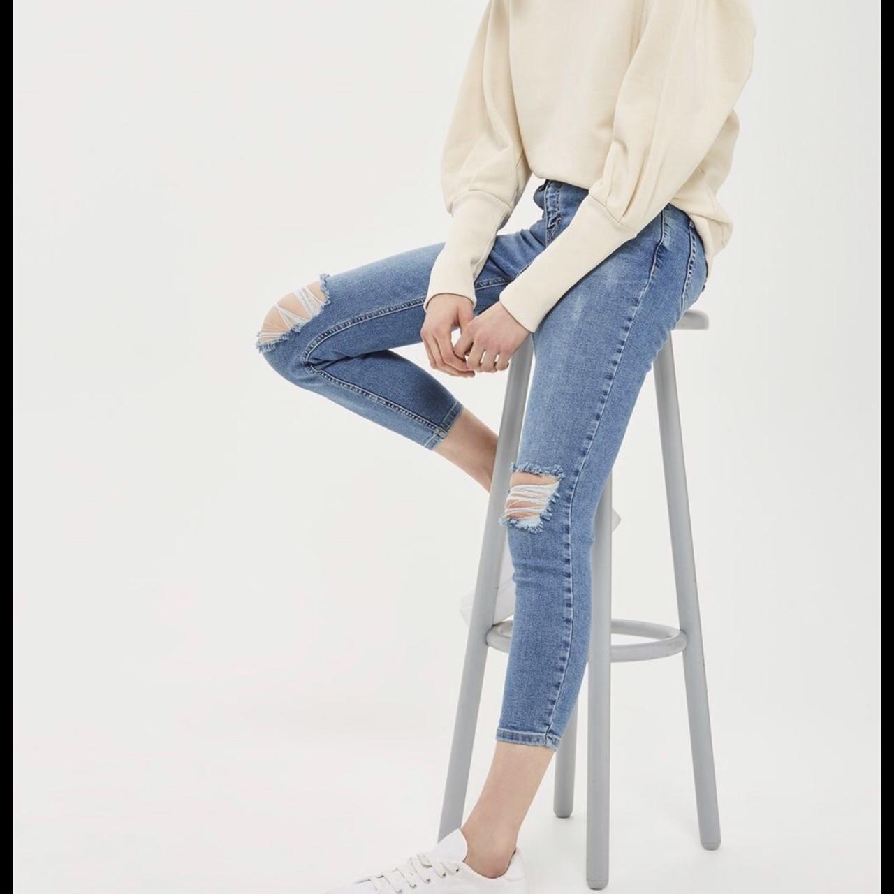 Topshop blue ripped Jamie jeans Excellent... - Depop