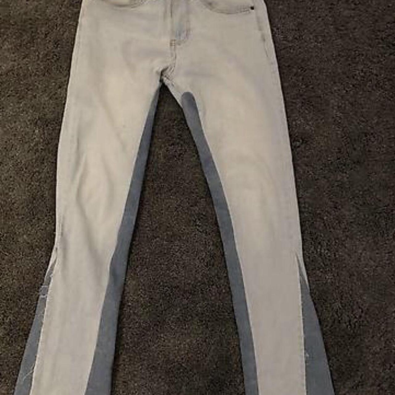 custom flared denim jeans - size 29 condition:... - Depop