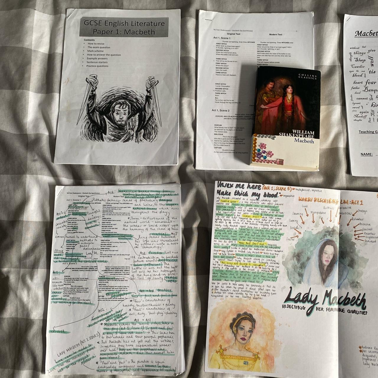 GCSE AQA ENGLISH LITERATURE MACBETH REVISION Bundle... - Depop
