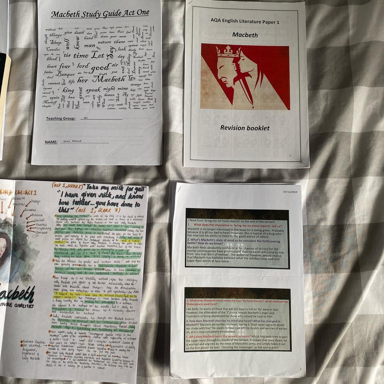 GCSE AQA ENGLISH LITERATURE MACBETH REVISION Bundle... - Depop
