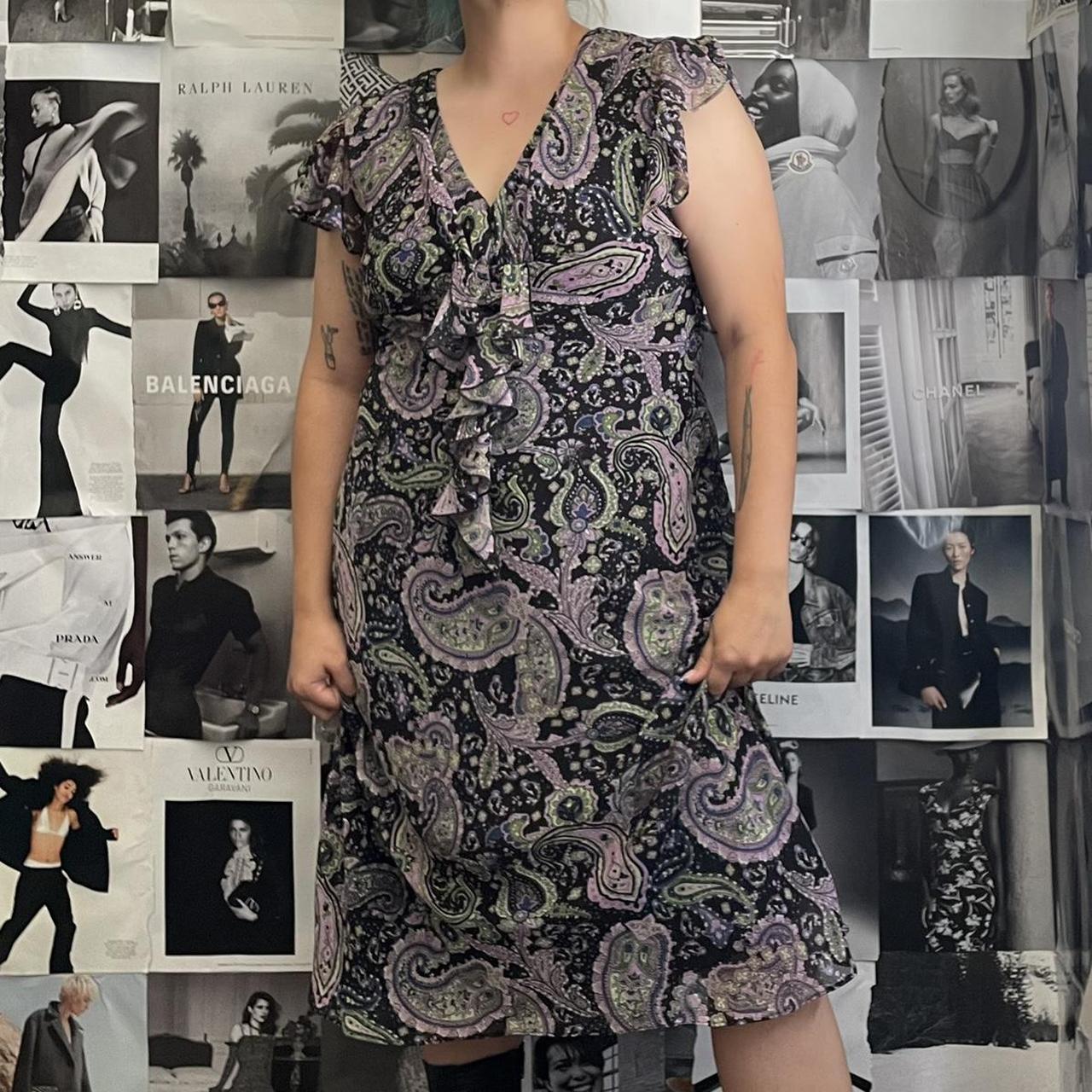 Early 2000s summer dress Covered in a green and... | Depop