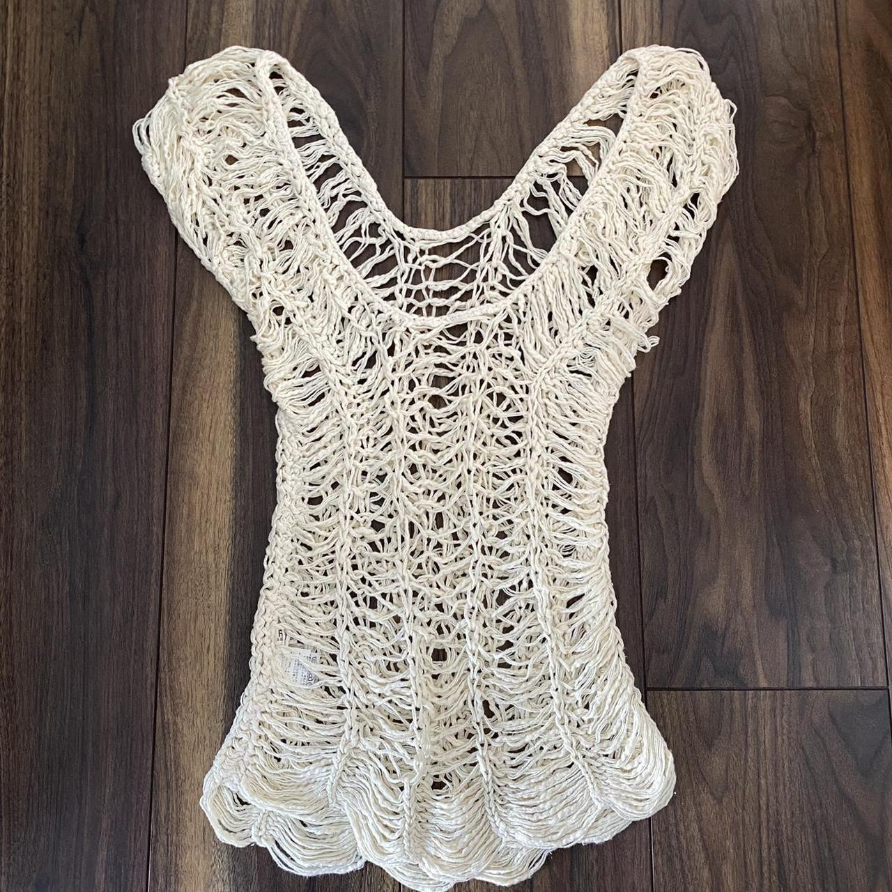 sick vintage 90s/early 00s open knit spiderweb top... - Depop