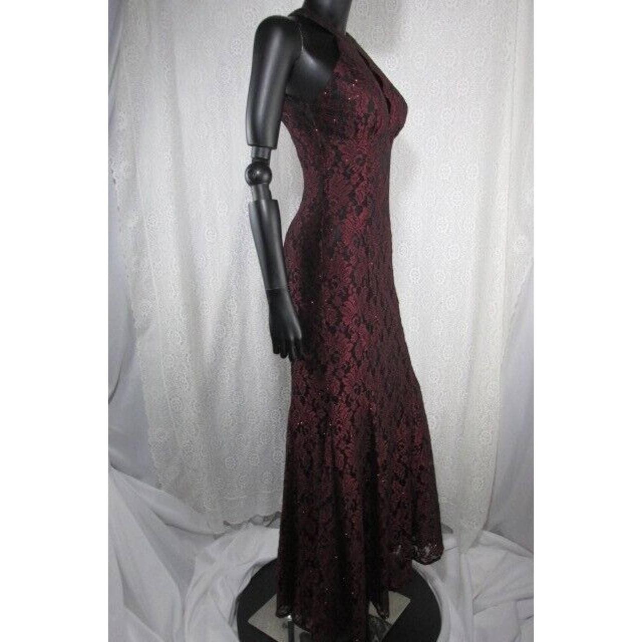 R & M Collection Glittery Lace Fit & Flare Halter... | Depop