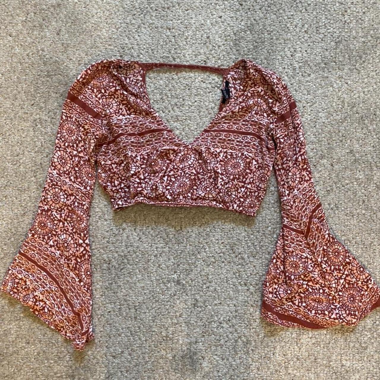 boho crop top -oversized sleeves #boho... - Depop