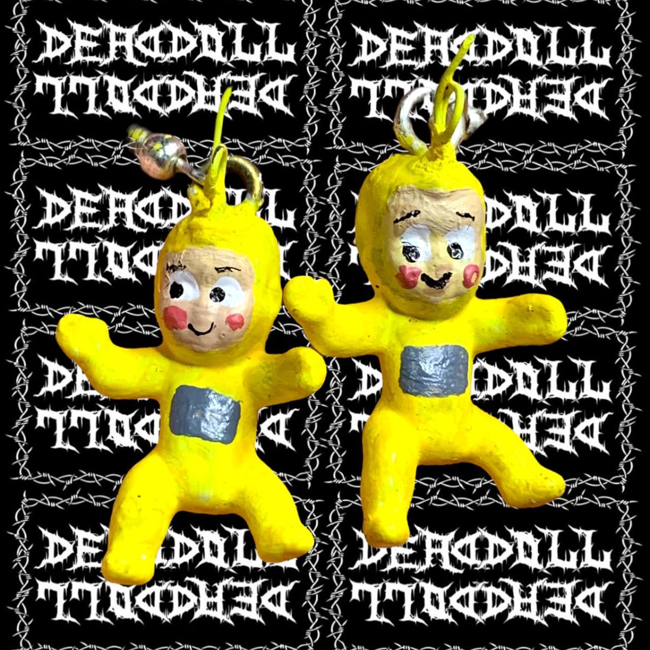 Cute hand painted handmade Teletubby earrings! 15%... - Depop