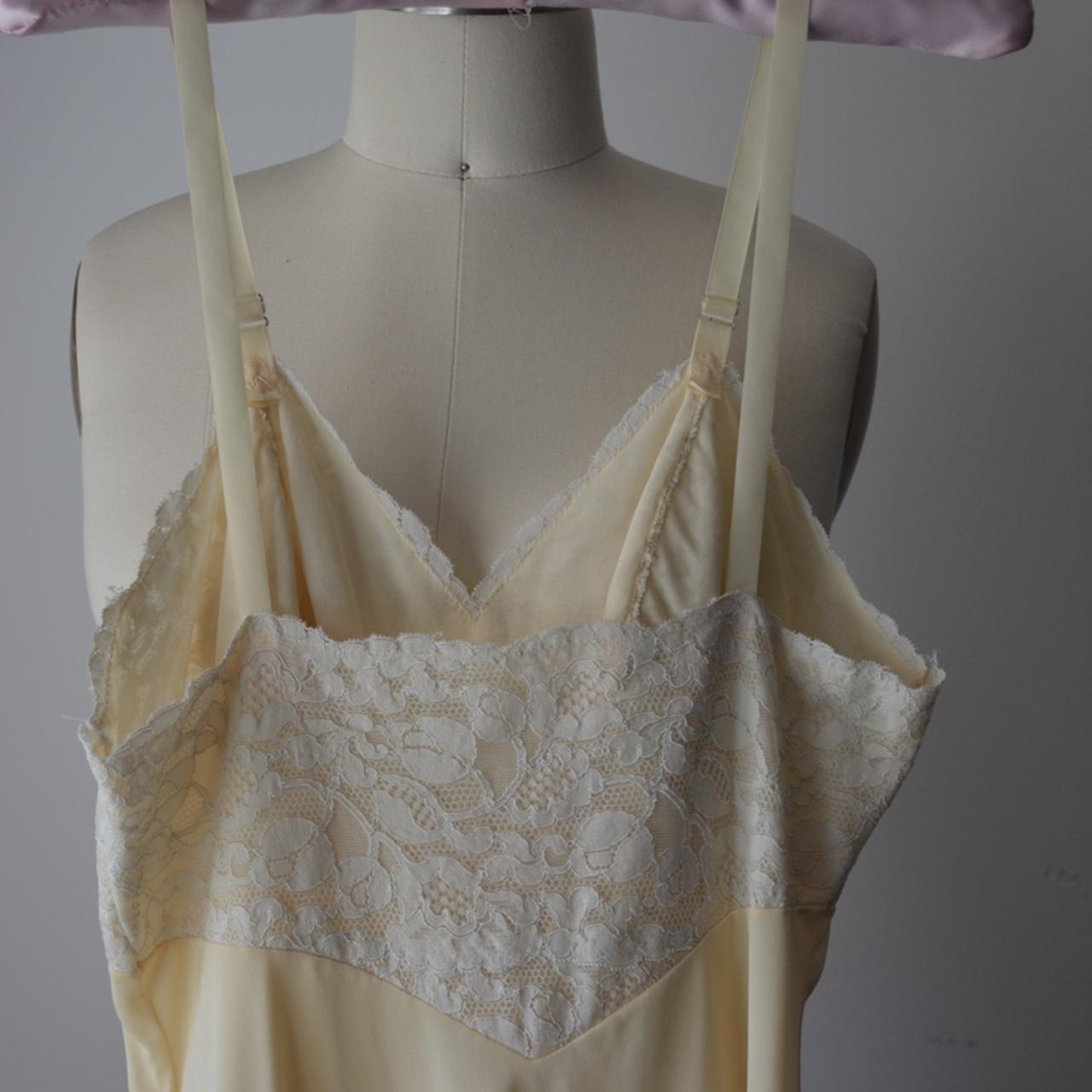 1950s Gossard Artemis Tan Lace Full Slip Approximate... - Depop
