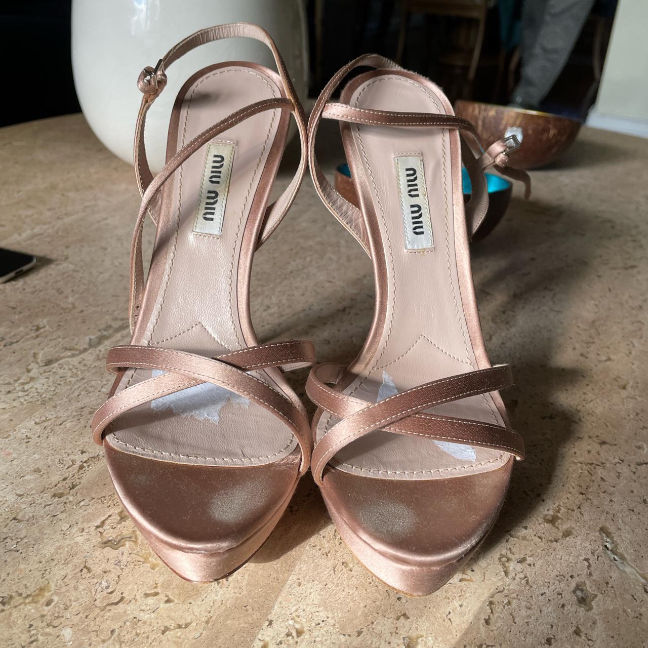 MUI MUI satin strappy Heels! Has a bit of an... - Depop