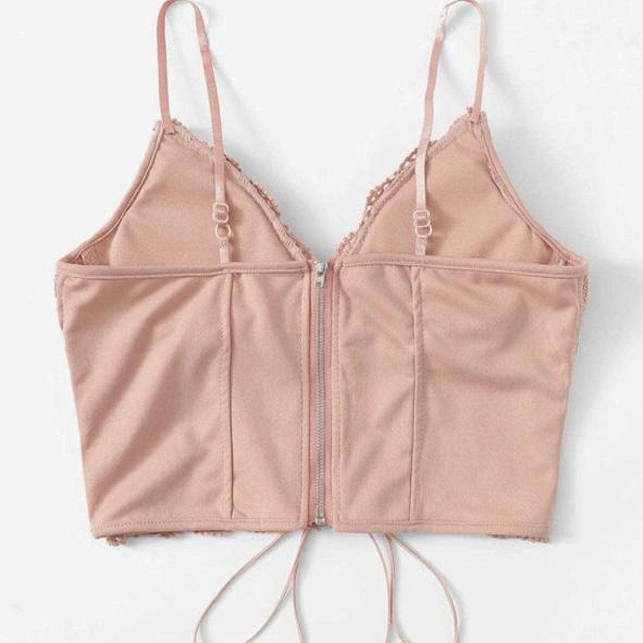 Pink Lace-Up crop top from SHEIN. Brand new and... - Depop