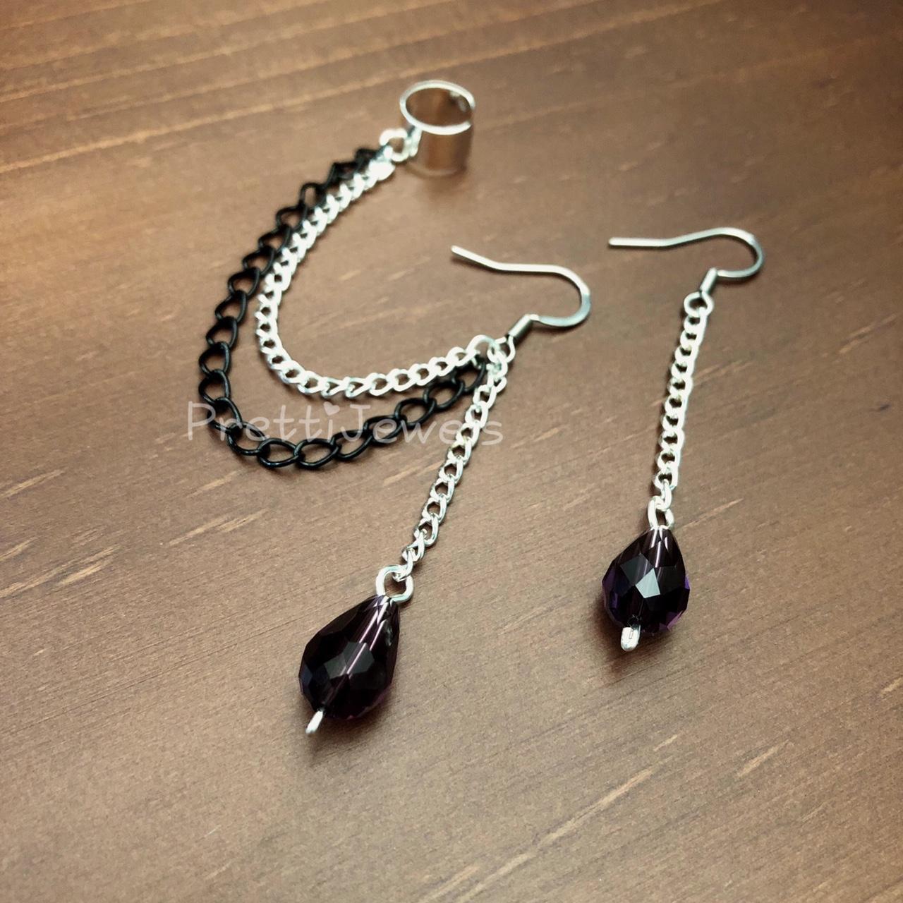 New FREE SHIP Simple Purple Teardrops Chain Ear Cuff... - Depop
