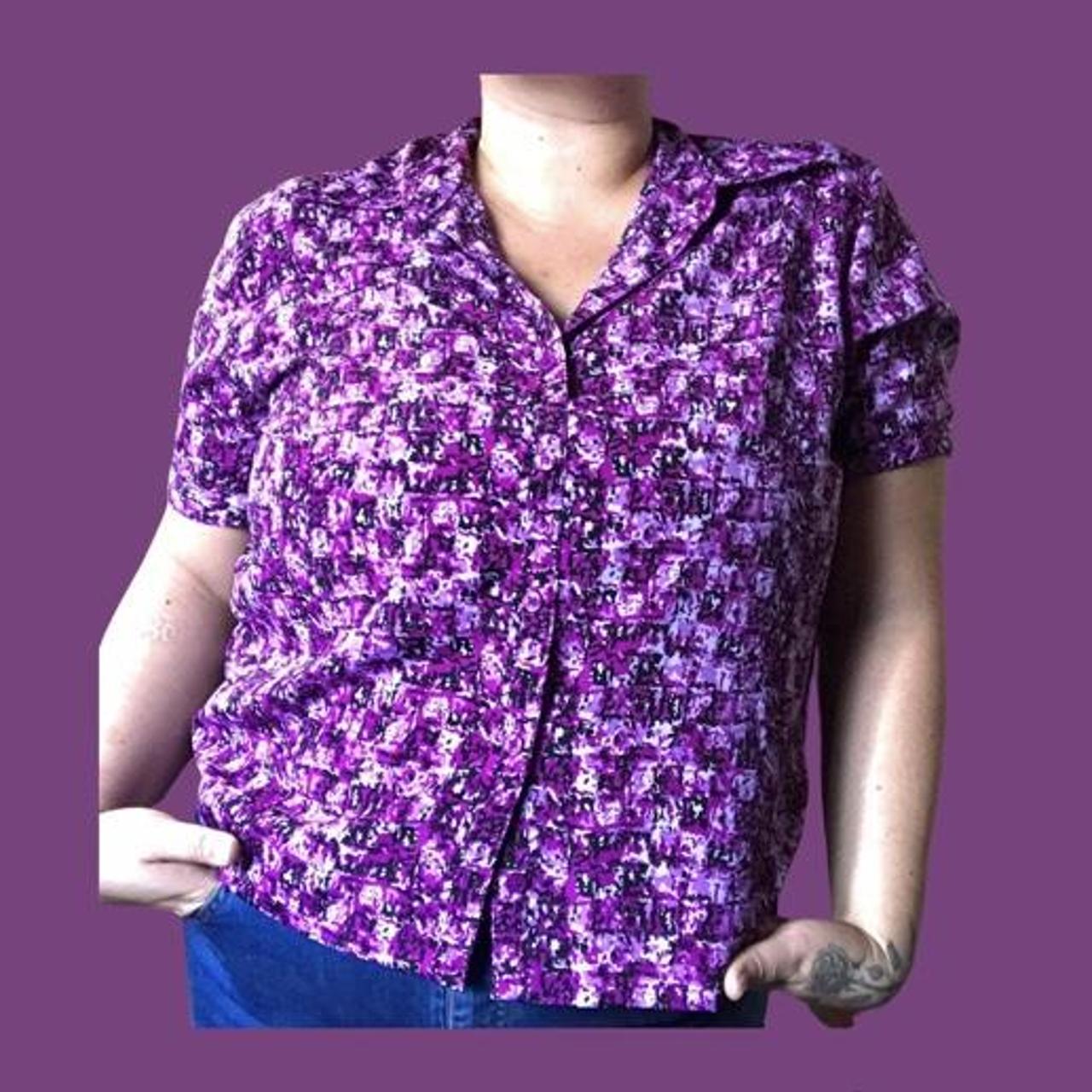 Vintage funky bold print button up Bright statement... - Depop Vintage funky bold print button up Bright statement... - Depop