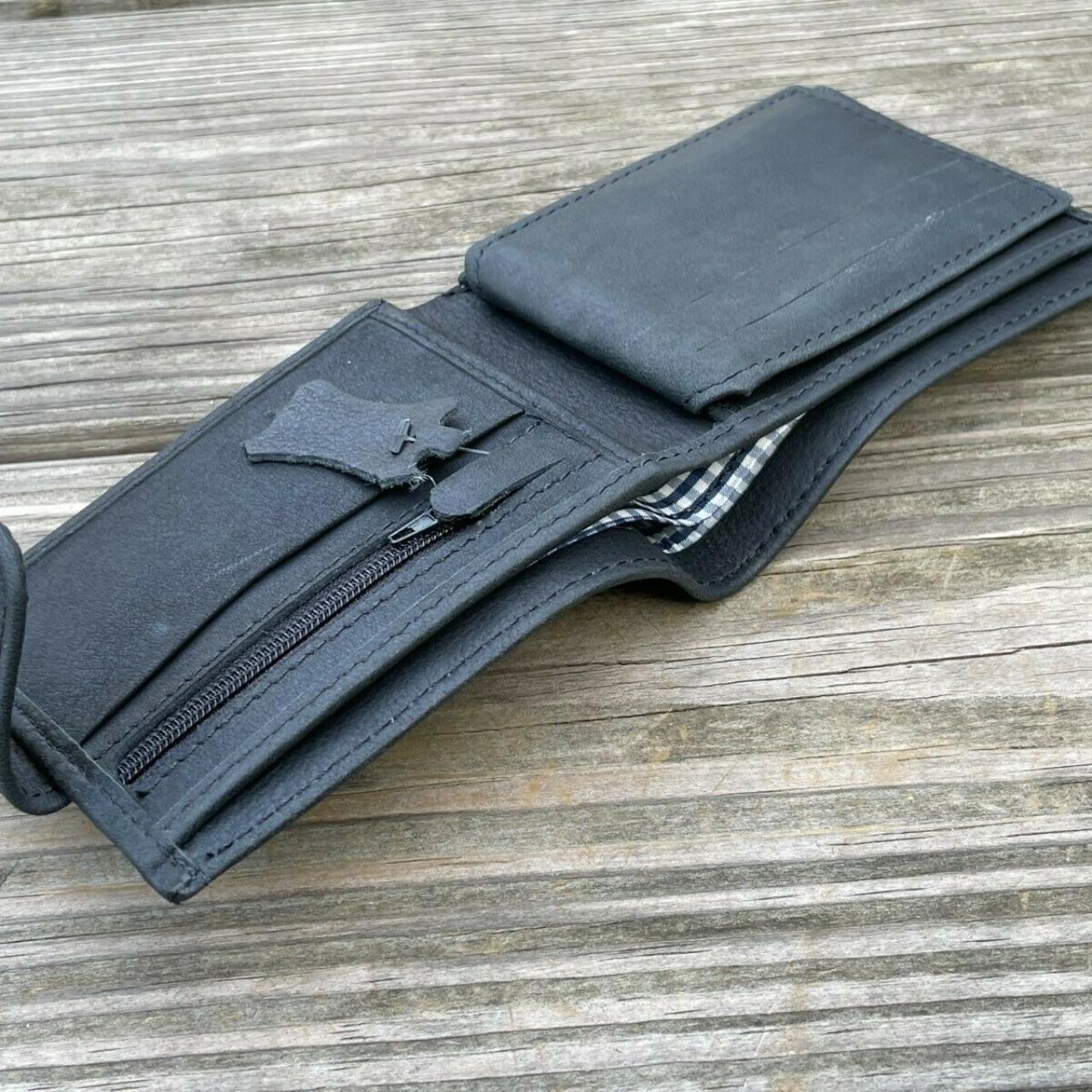 Black Wallet Handmade Card Holder Purse Bi Fold... - Depop