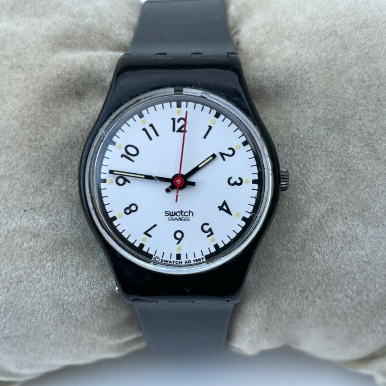 Swatch Women Watch Swiss Made Dark Gray Band Vintage... - Depop