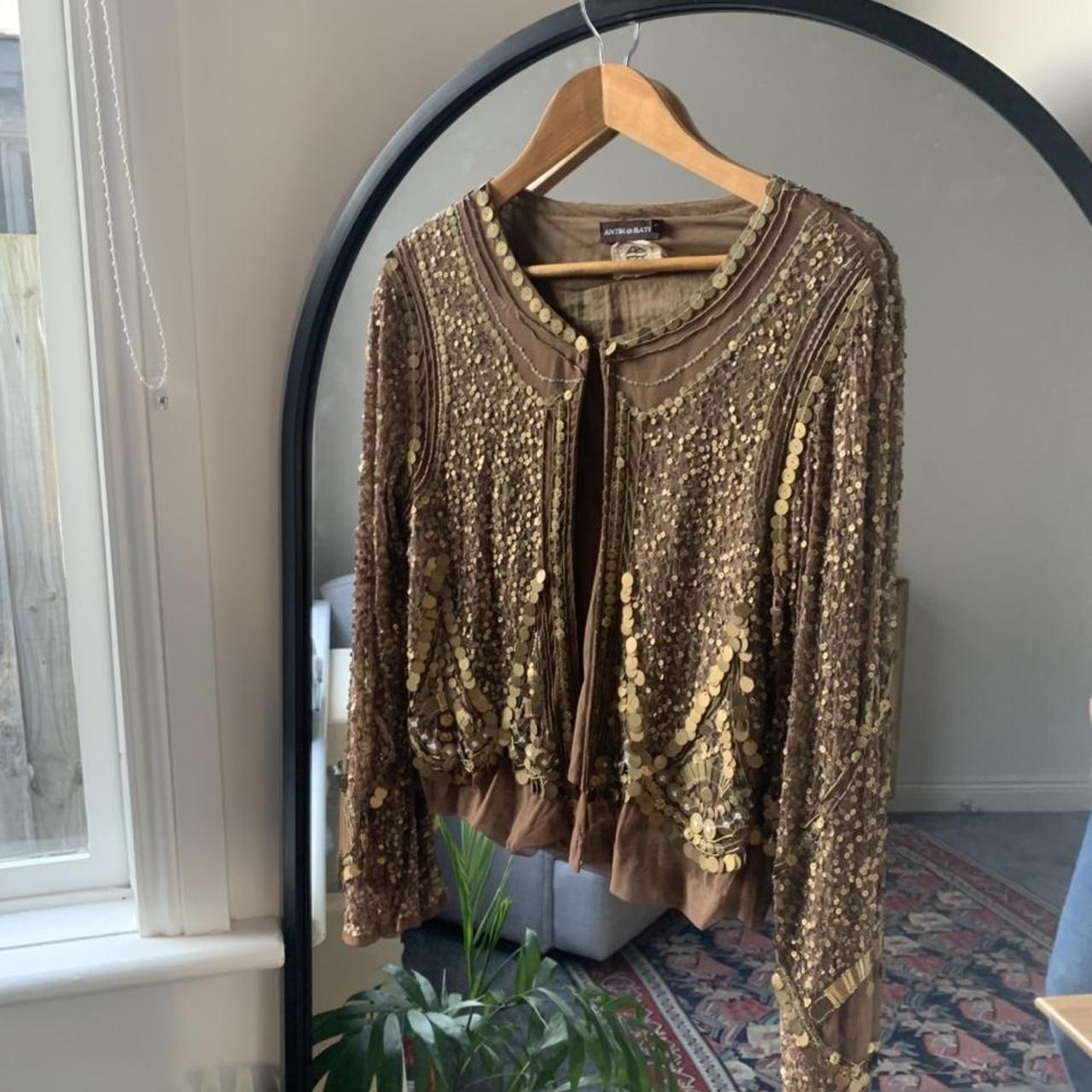 Antik Batik beaded jacket in stunning gold. Very... - Depop
