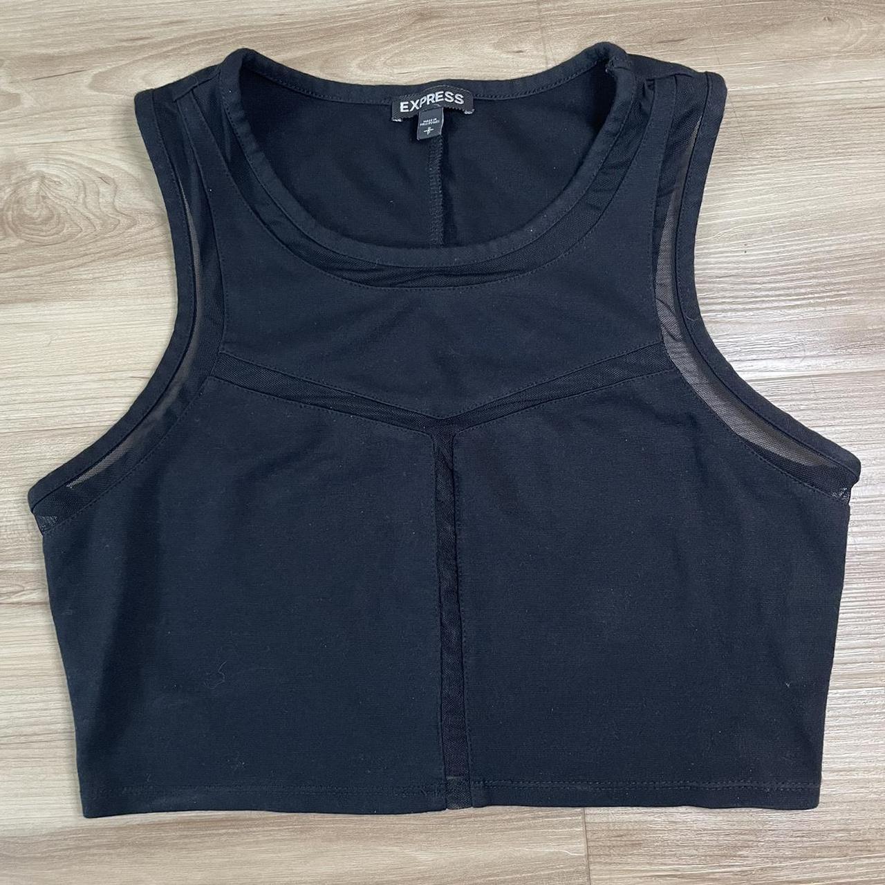 Crop tank top with mesh inset cutouts from Express.... - Depop
