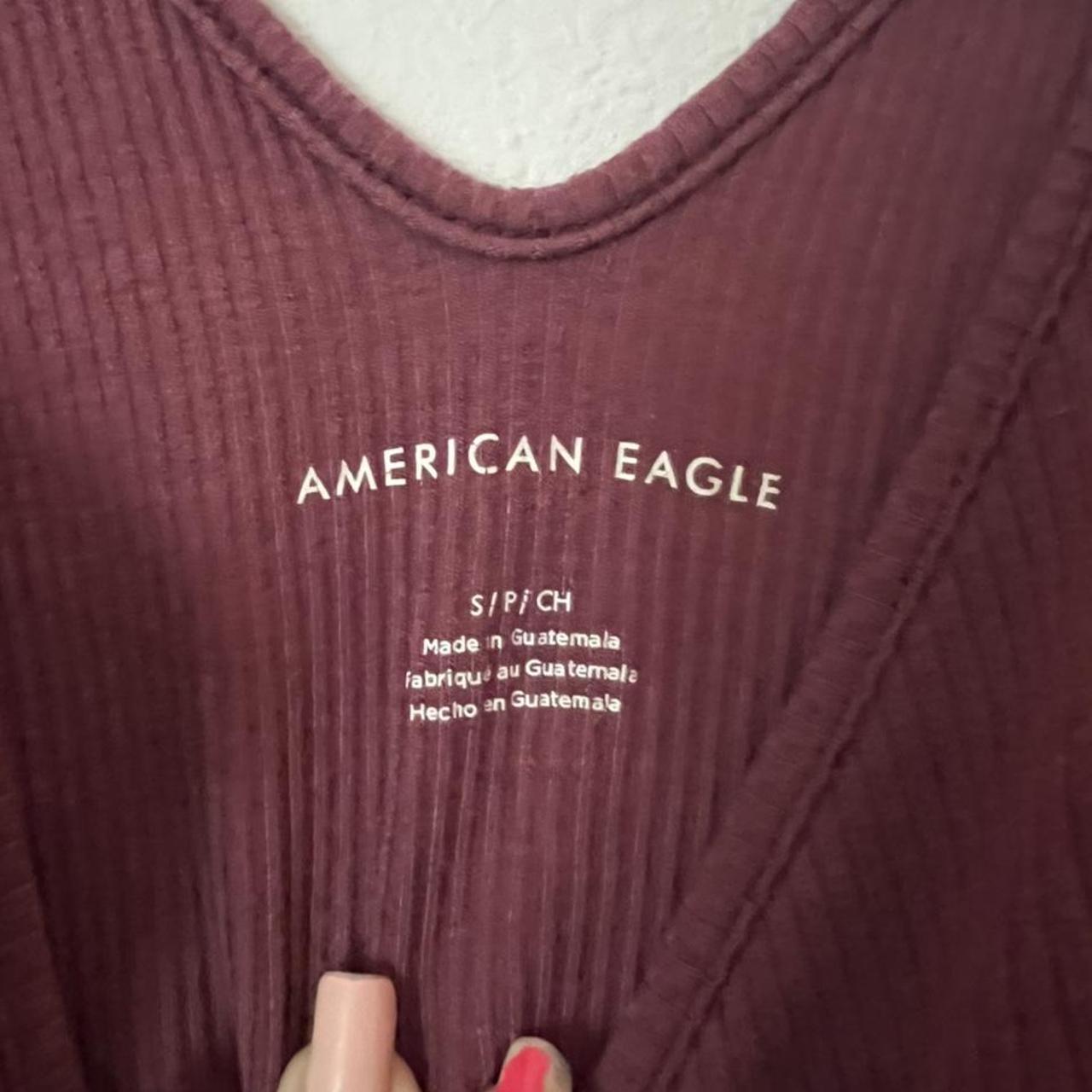 American Eagle Outfitters Women's Burgundy and Red Bodysuit | Depop