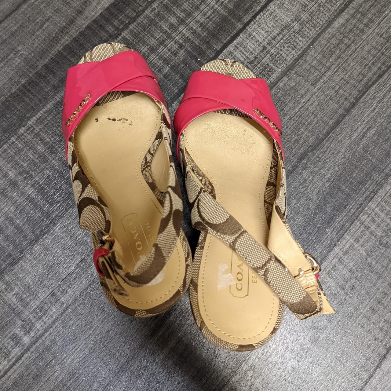 Coach Pink Wedge Heels Size US 7 | Depop