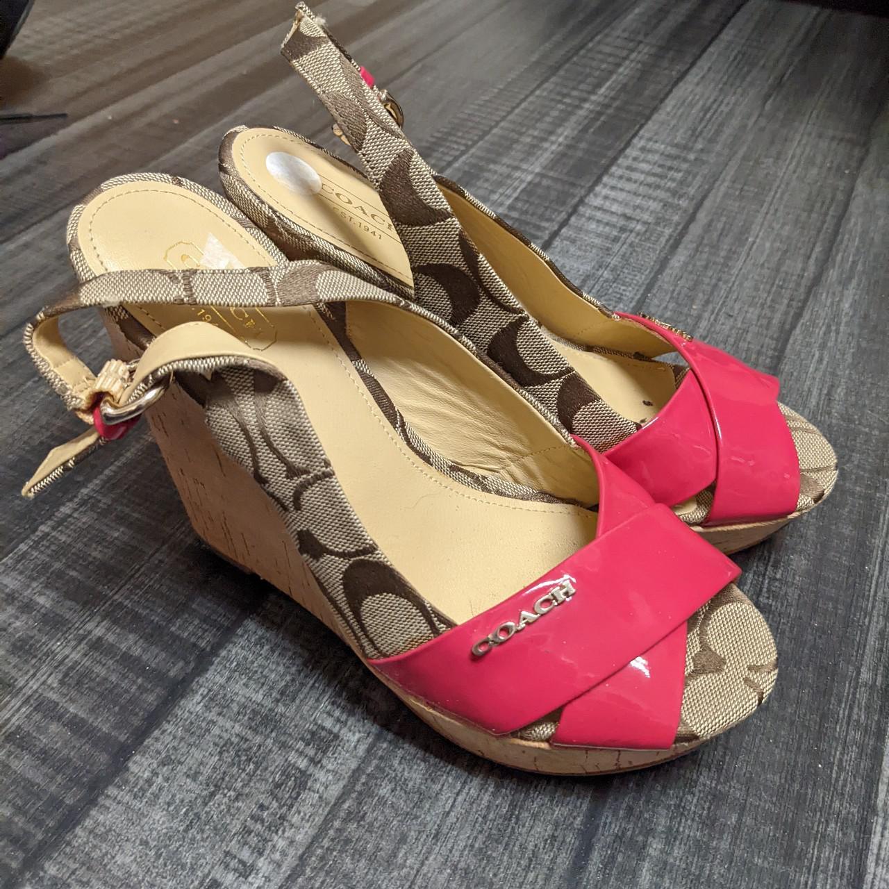 Coach Pink Wedge Heels Size US 7 - Depop
