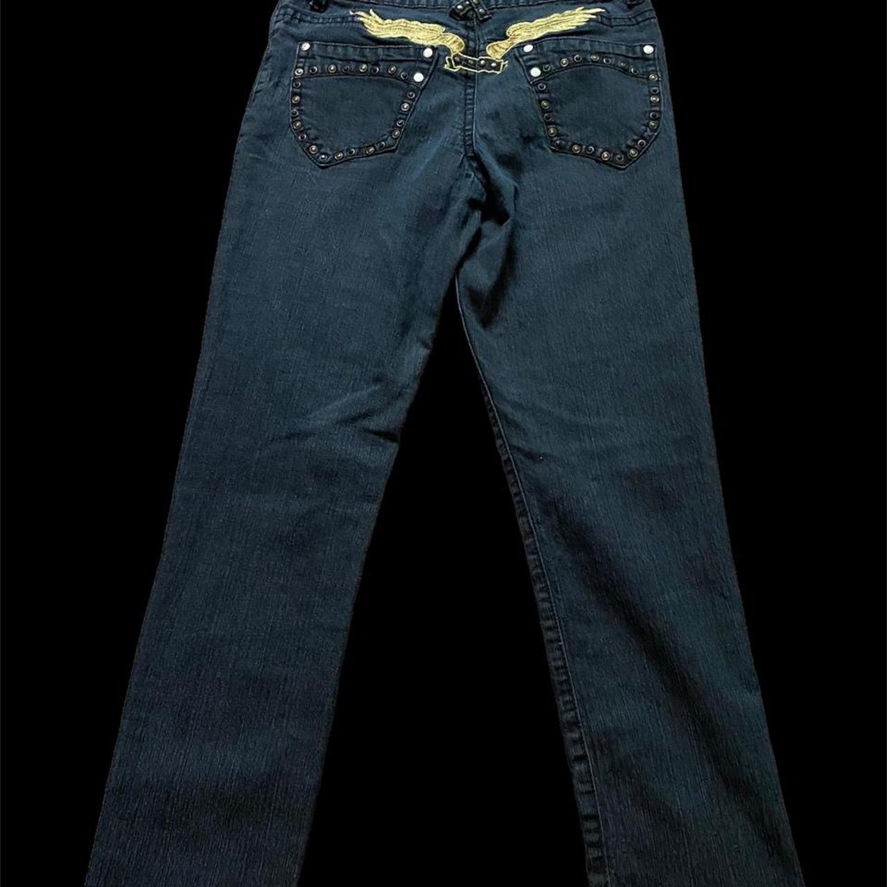 Cute af y2k angel wing jeans! Covered in golden... - Depop