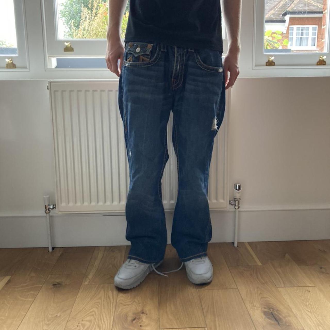 True religion rainbow stitching bootcut jeans Good... - Depop