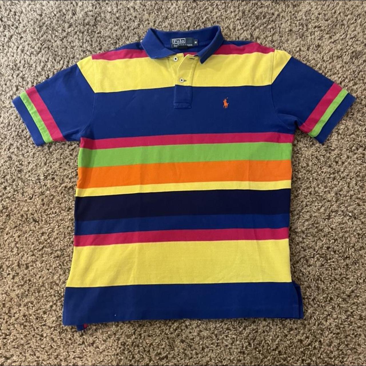 Polo Ralph Lauren Rainbow Striped Short Sleeve Polo... - Depop