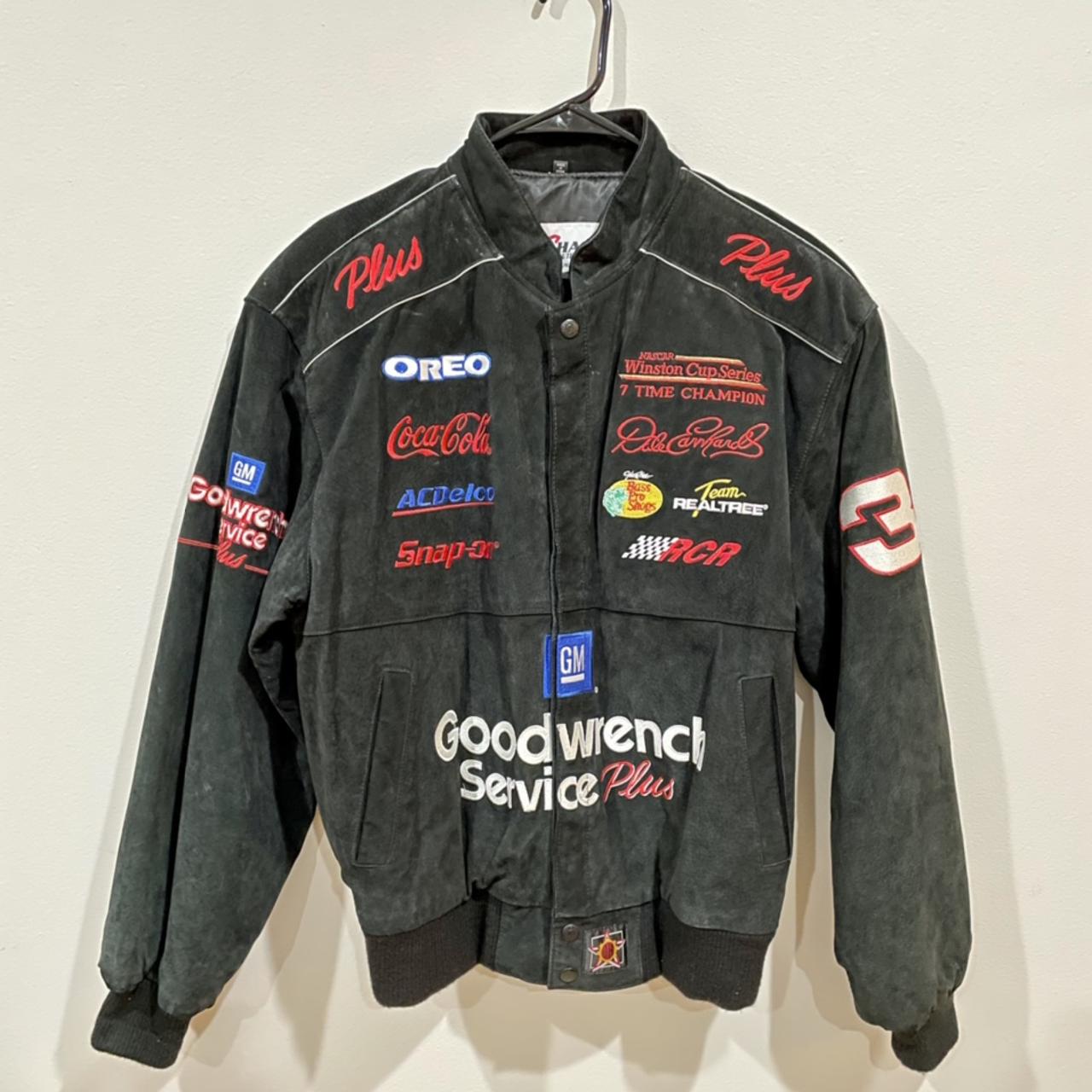 90s Dale Earnhardt Leather NASCAR Jacket Good... - Depop