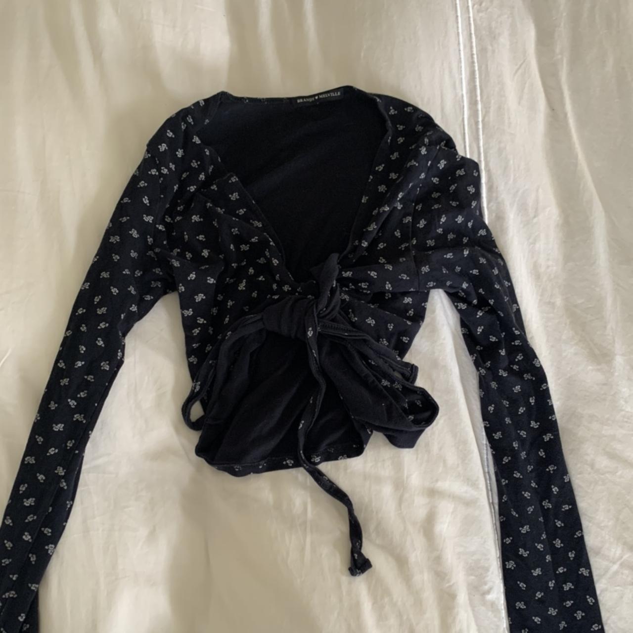 super cute floral brandy melville tie top very... - Depop