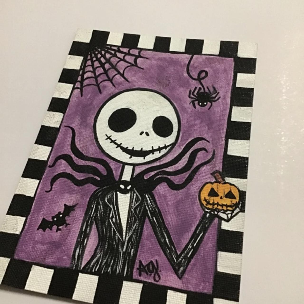 Jack Skellington Painting 5x7 inch canvas Acrylic... | Depop