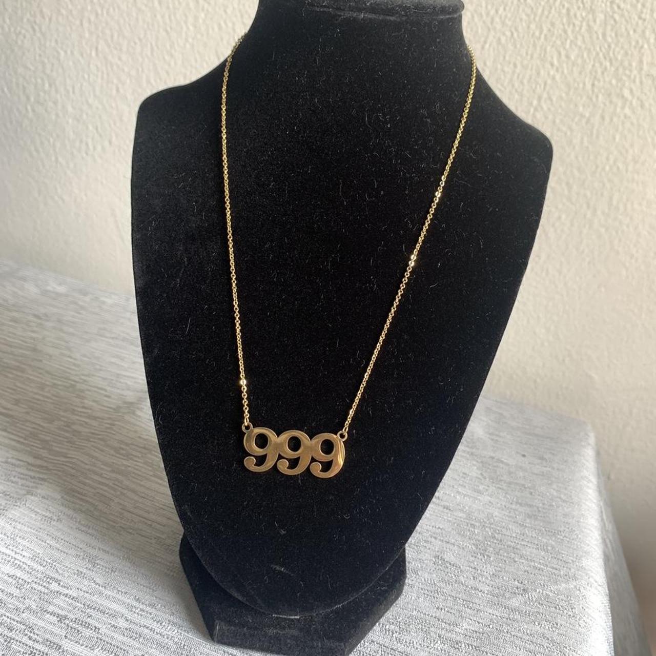 999 angel number necklace 18k gold plated stainless... - Depop