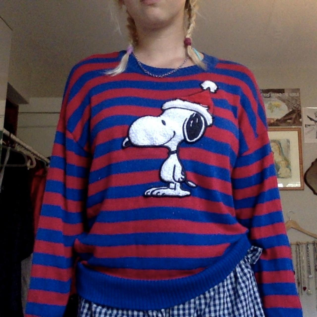 v cute Christmas snoopy sweater! blue and red... - Depop