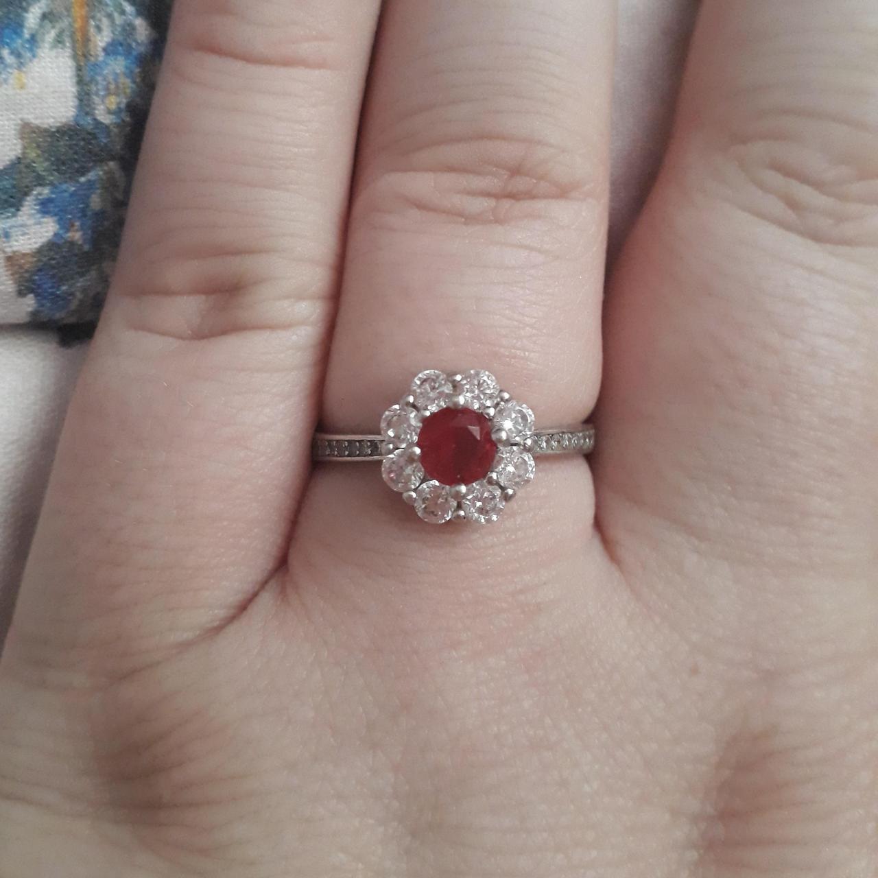 Sterling silver 925 ring 💍 Red centre stone (faux... - Depop