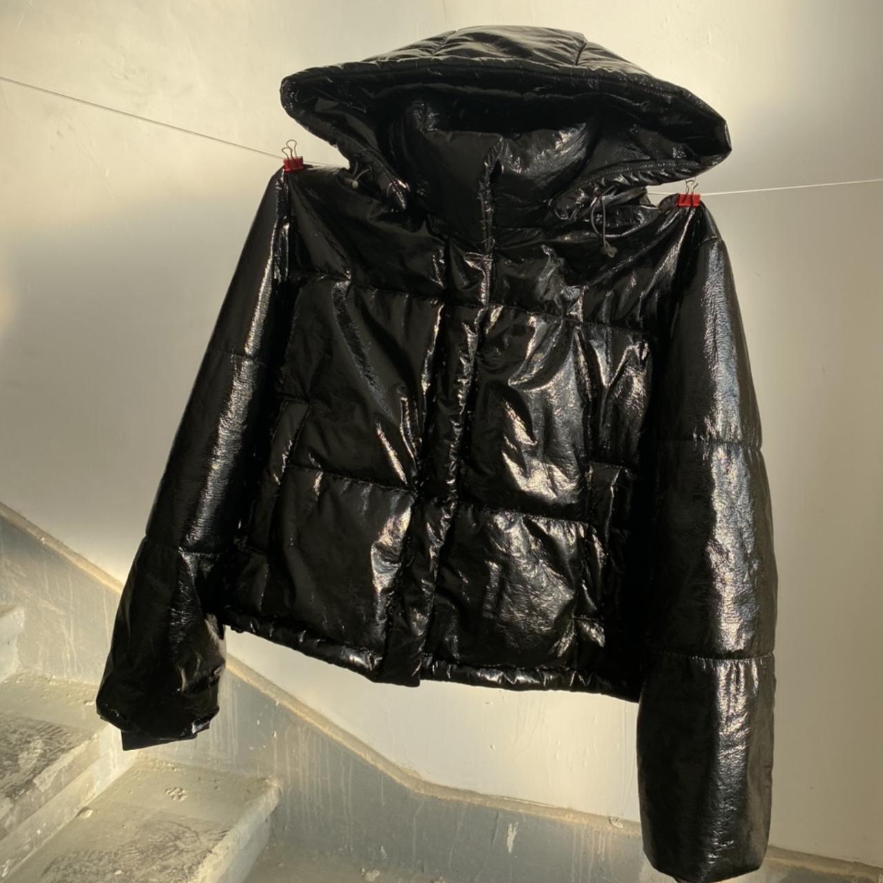 MSGM black vinyl puffer jacket size s-m excellent... - Depop